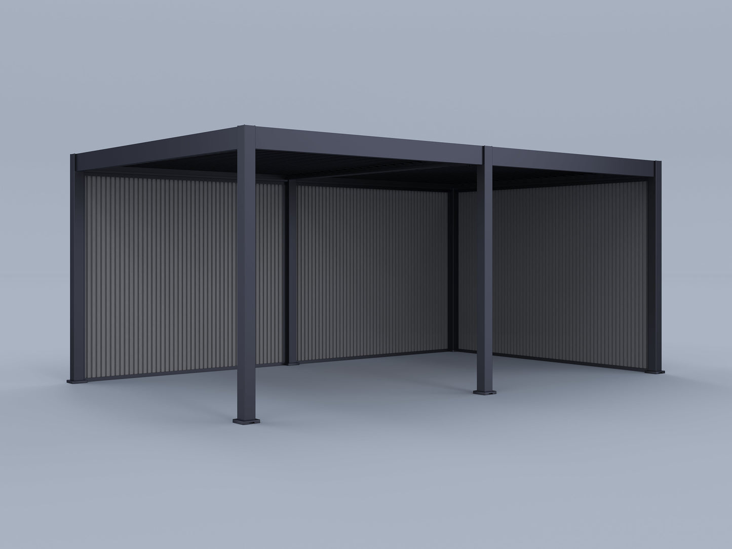 12'X20' Suprema Pergola, Slate Louver with (2) 20' and (1) 12' Pebble