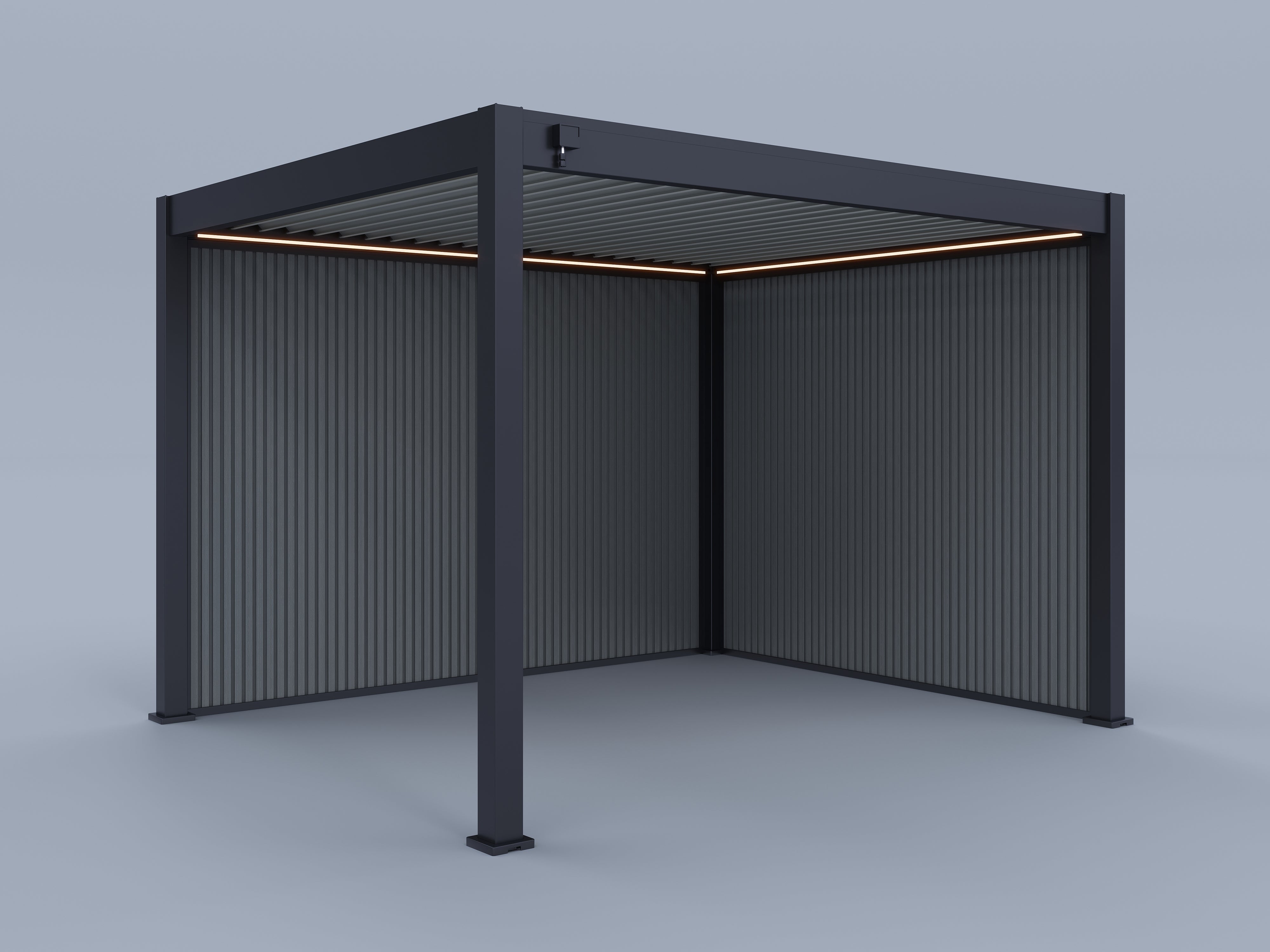 10'x12' Suprema Pergola, Light Gray Louver, Lighting with (1) 10' and